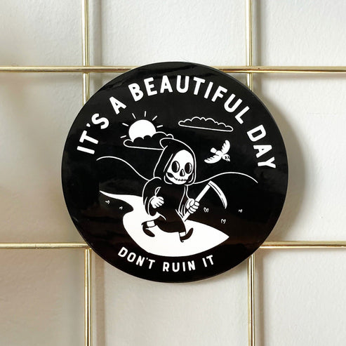 Grim Reaper Sticker: Dark Twist with a Cheeky Warning – Creepy Orca ...
