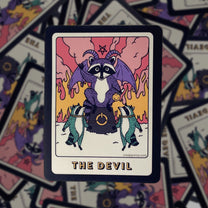Tarot Card Sticker: Raccoonized Devil Design for Inner Chaos – Creepy ...