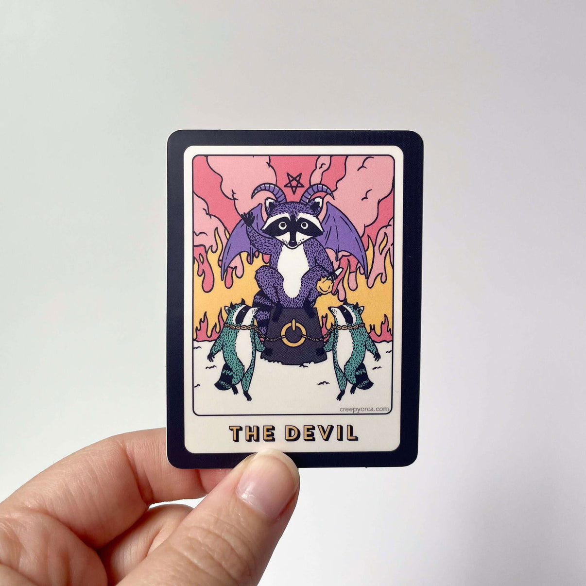 Tarot Card Sticker: Raccoonized Devil Design for Inner Chaos – Creepy ...